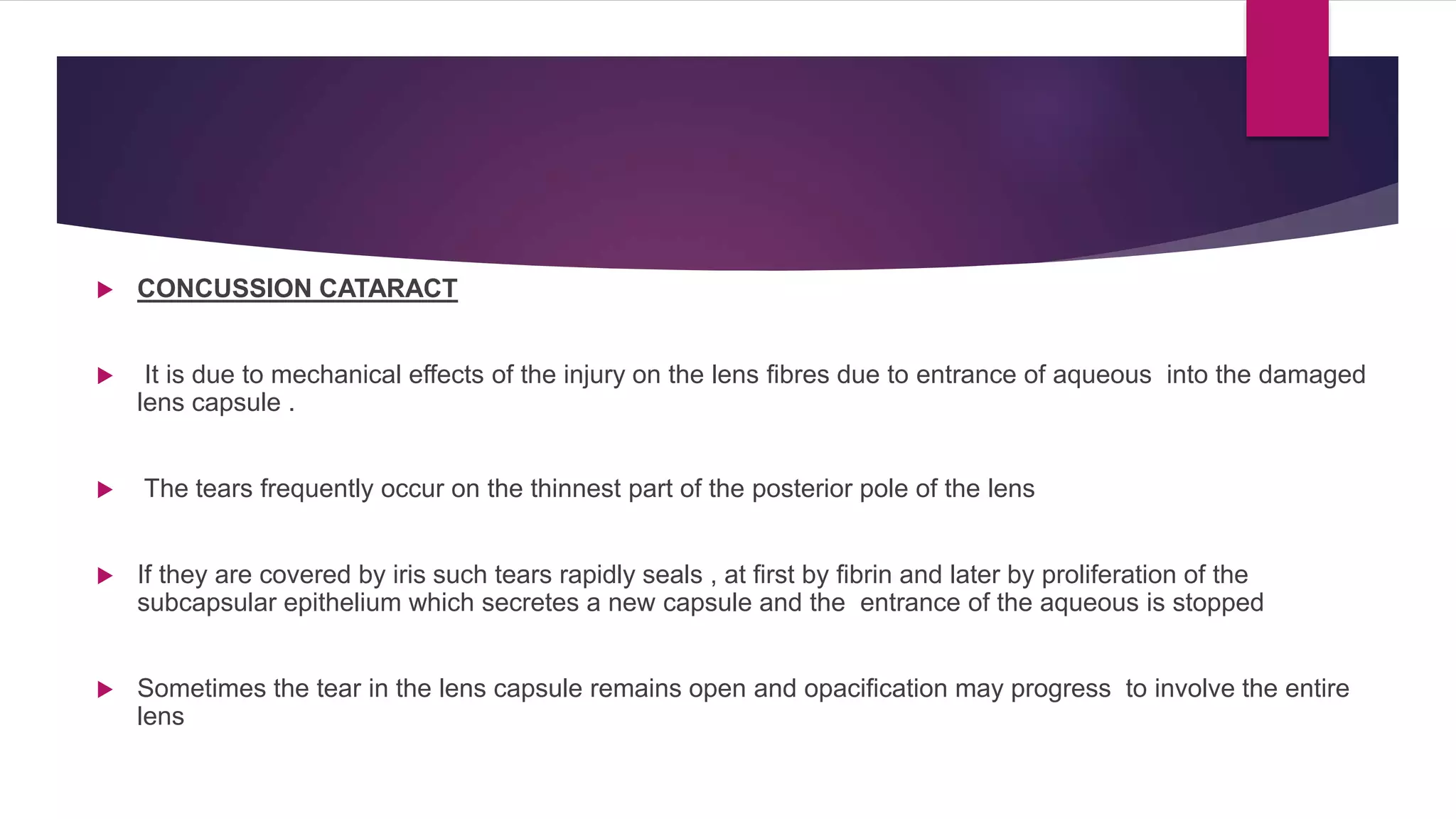 OCULAR TRAUMA - Classification of mechanical injuries, clinical ...