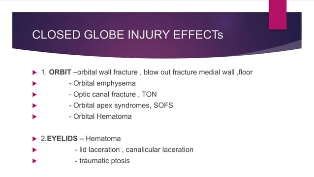 OCULAR TRAUMA - Classification of mechanical injuries, clinical ...