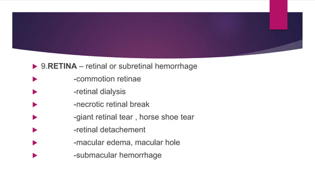 OCULAR TRAUMA - Classification of mechanical injuries, clinical ...