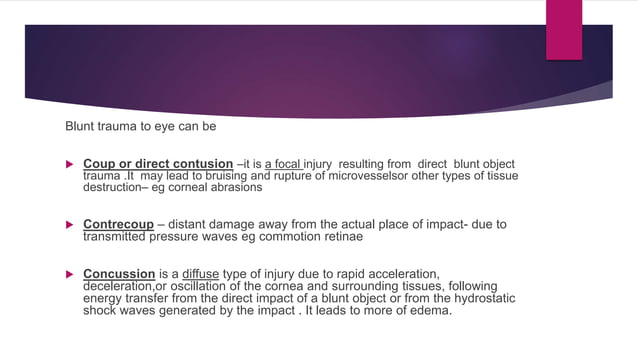 OCULAR TRAUMA - Classification of mechanical injuries, clinical ...