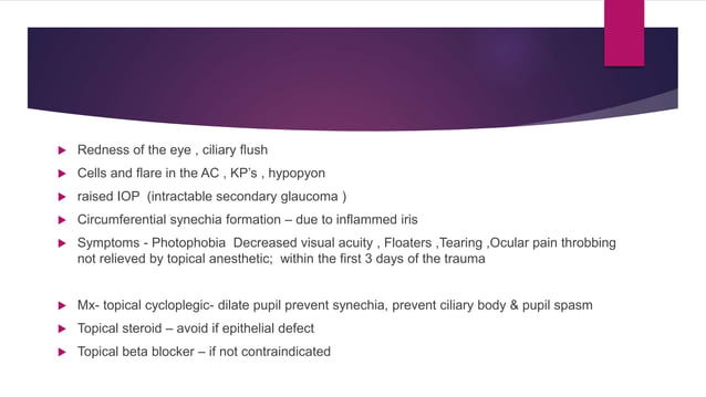OCULAR TRAUMA - Classification of mechanical injuries, clinical ...