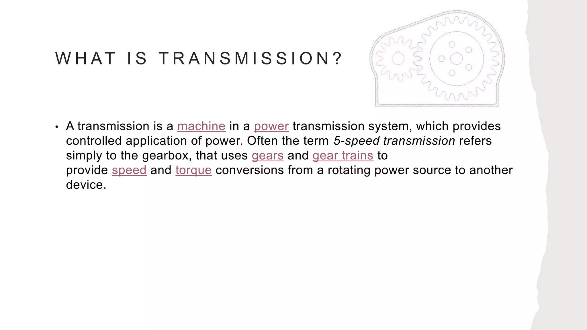 Classification of mechanical transmission | PPTX