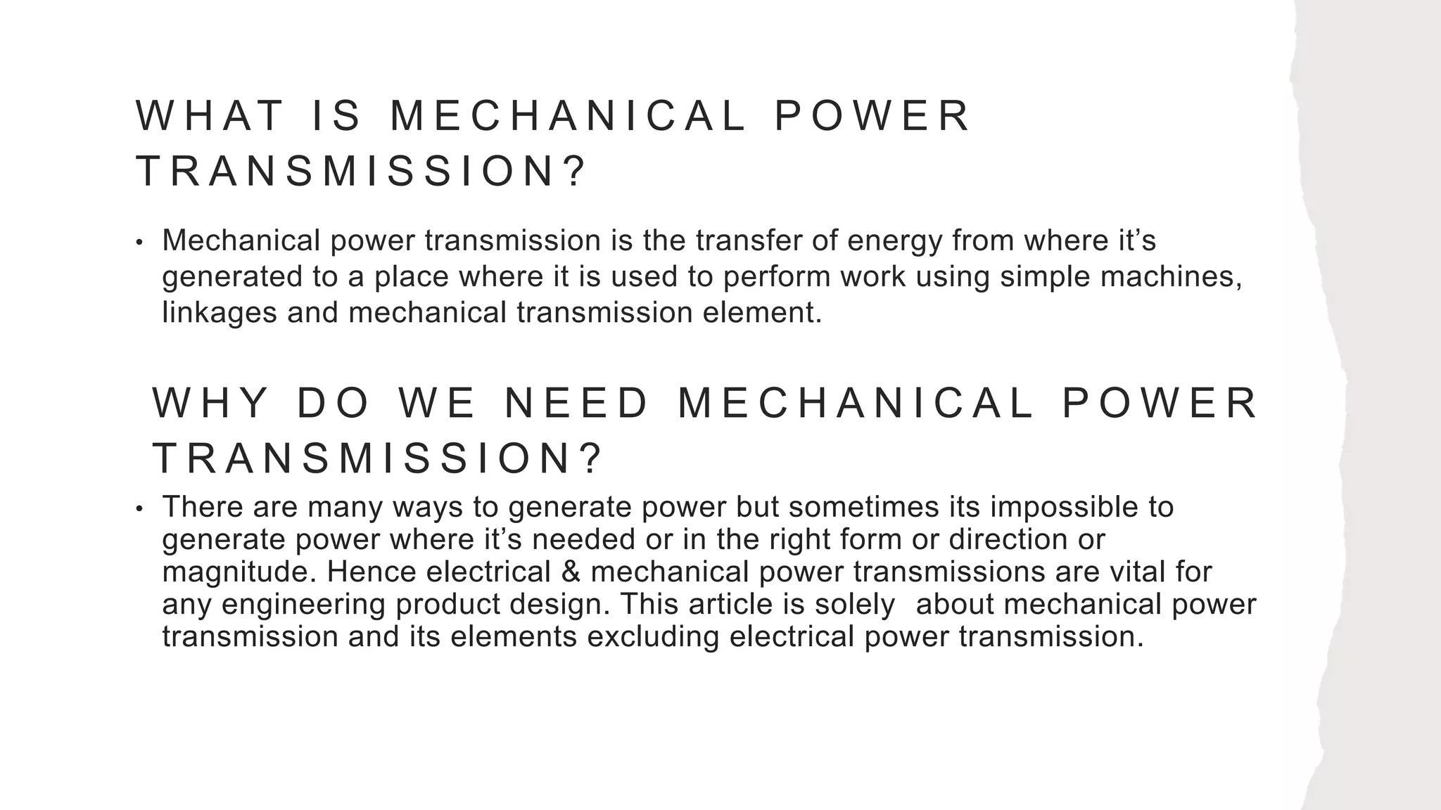 Classification of mechanical transmission | PPTX