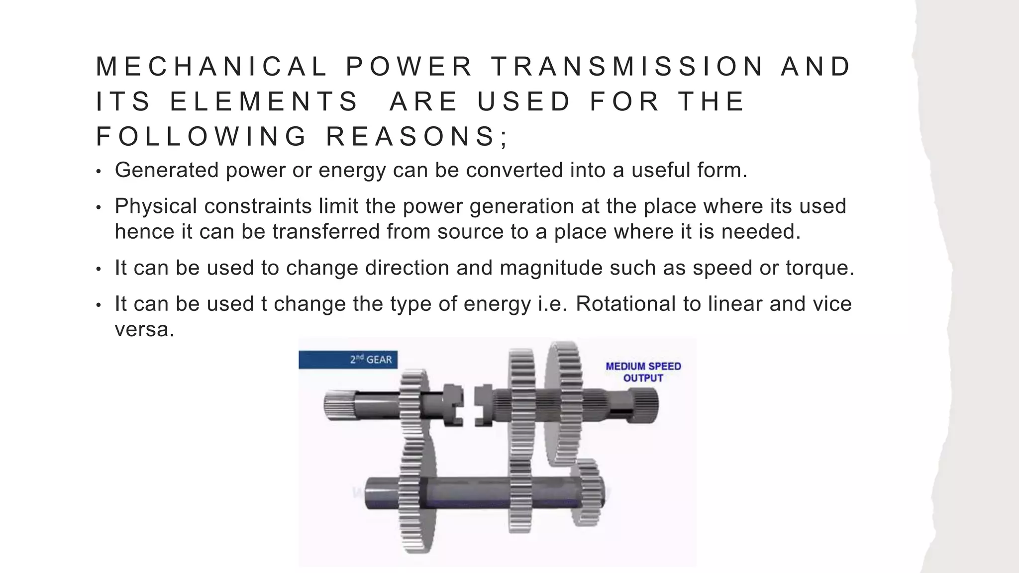 Classification of mechanical transmission | PPTX