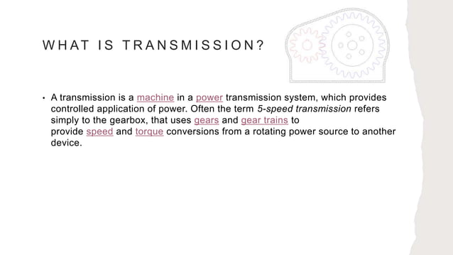 Classification of mechanical transmission | PPTX