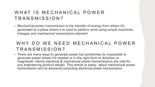 Classification of mechanical transmission | PPTX