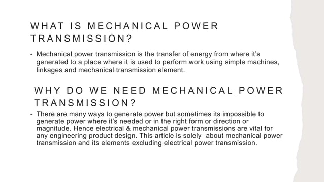 Classification of mechanical transmission | PPTX