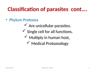 Classification of medically important parasites.pptx