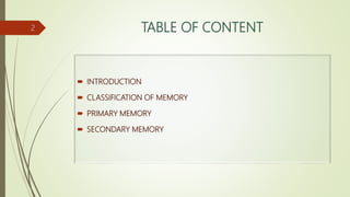 Classification of memory | PPTX