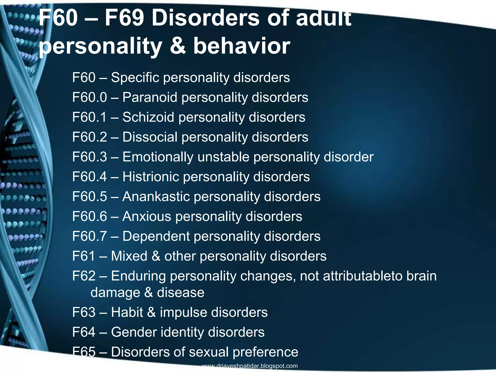 Classification of mental disorder | PPSX