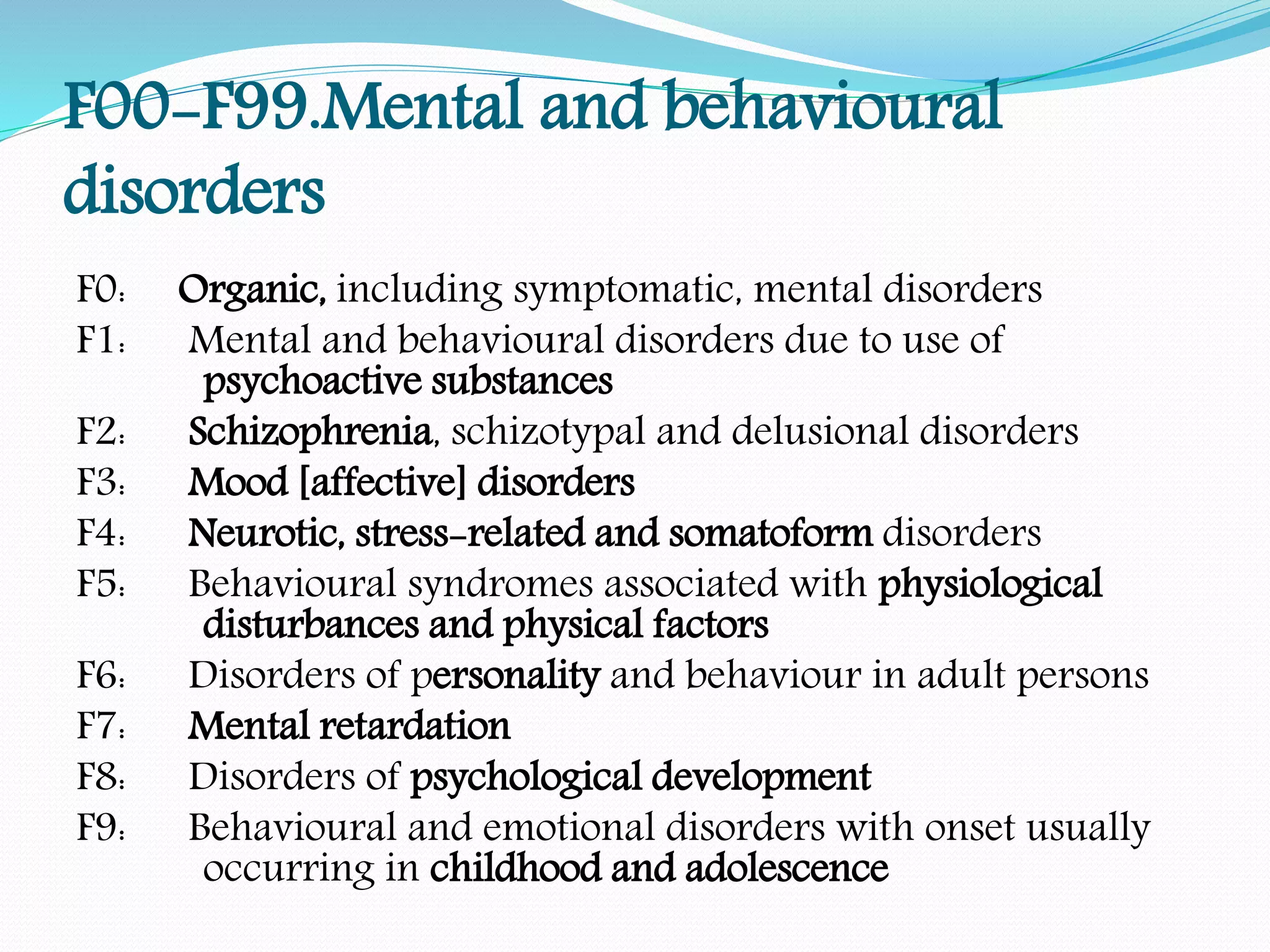 Classification of mental disorders | PPTX