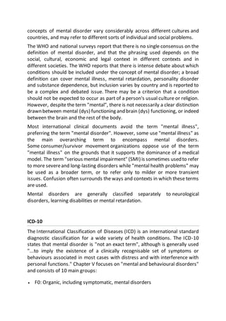 Classification of mental disorders | DOCX