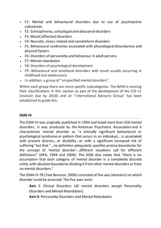 Classification of mental disorders | DOCX
