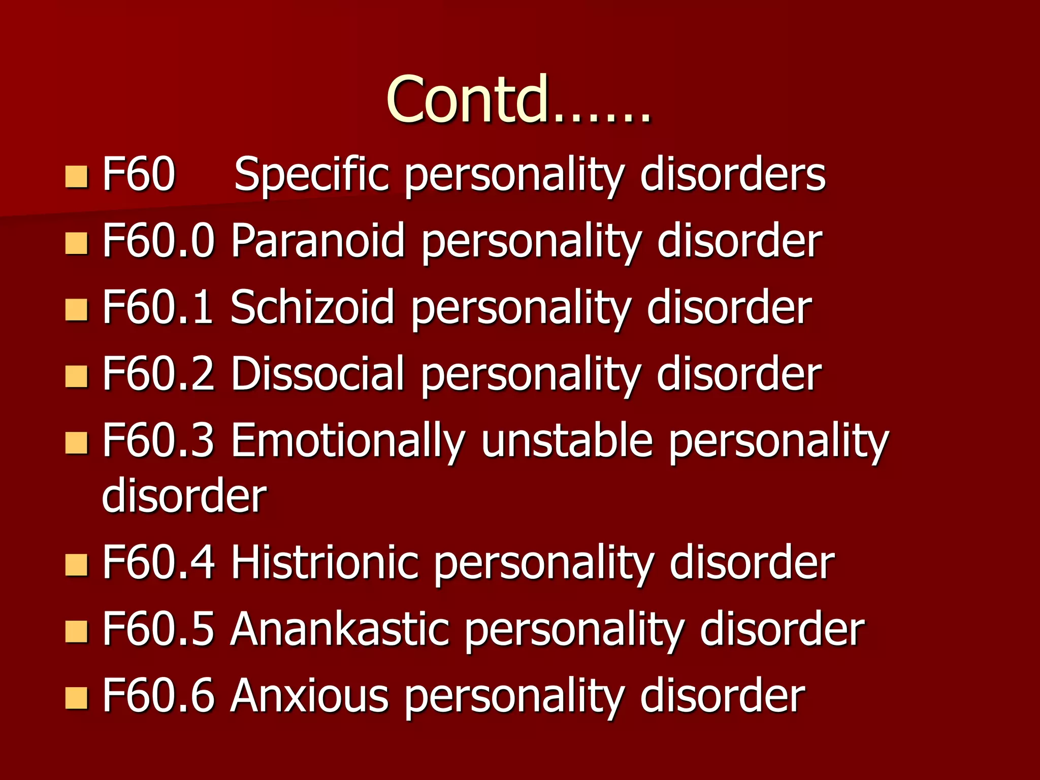 classification of mental disorders.pptx | Mental Health | Diseases and ...