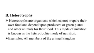 classification of microorganism on the basis of their mode of nutrition ...