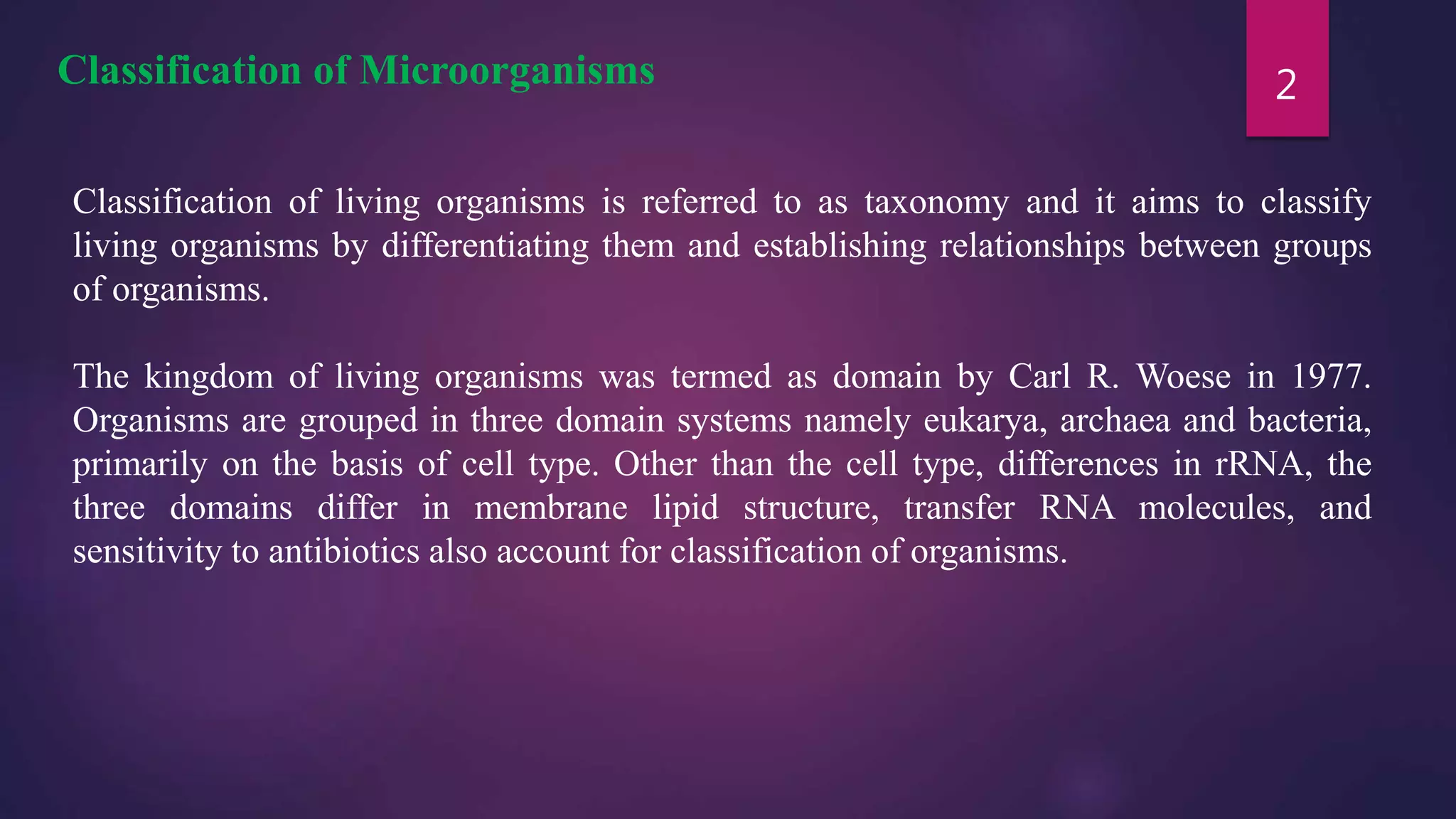 Classification of microorganisms | PPTX | Biological Sciences | Science