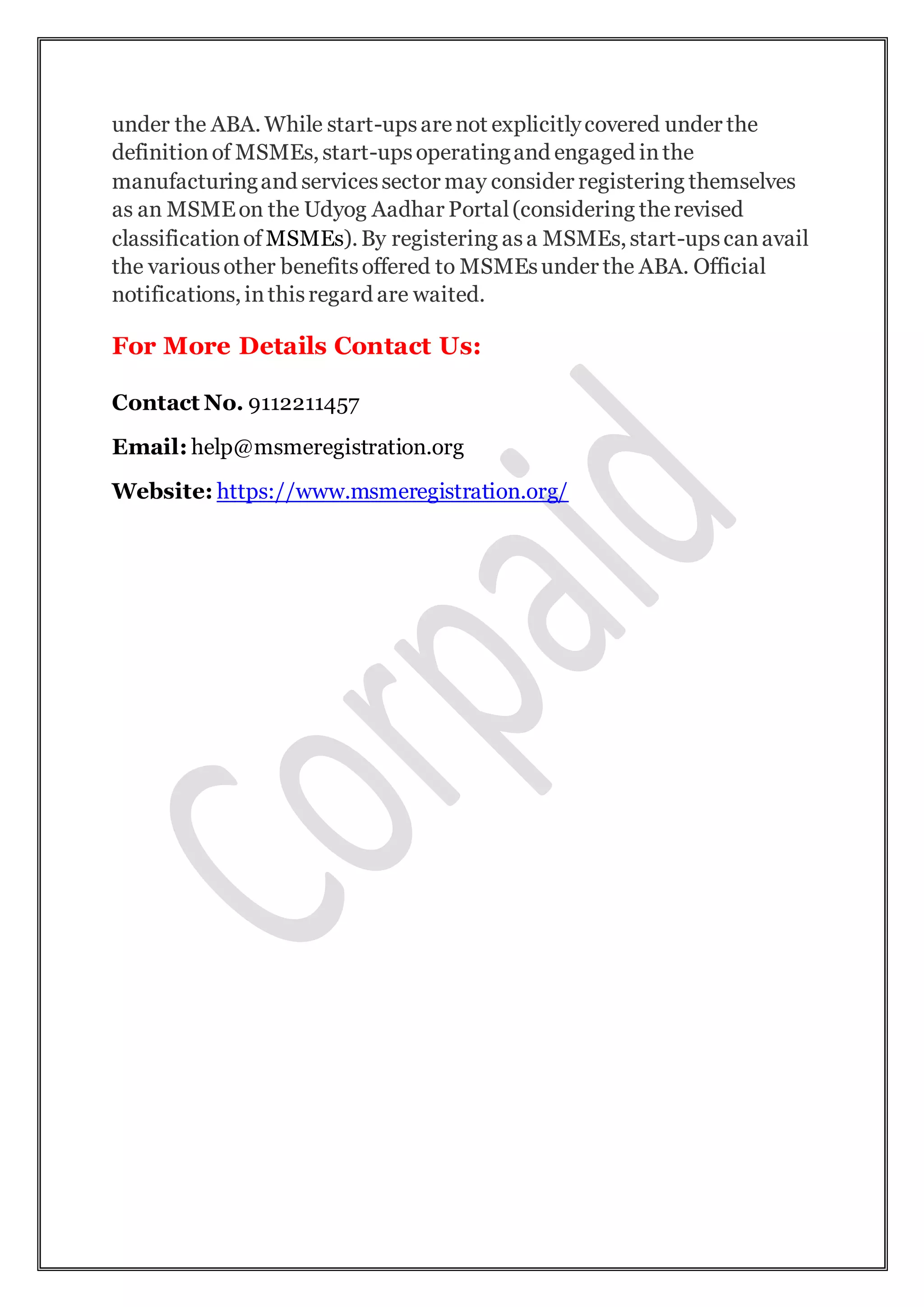 Classification of msme | DOCX