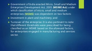 Classification of MSME in India