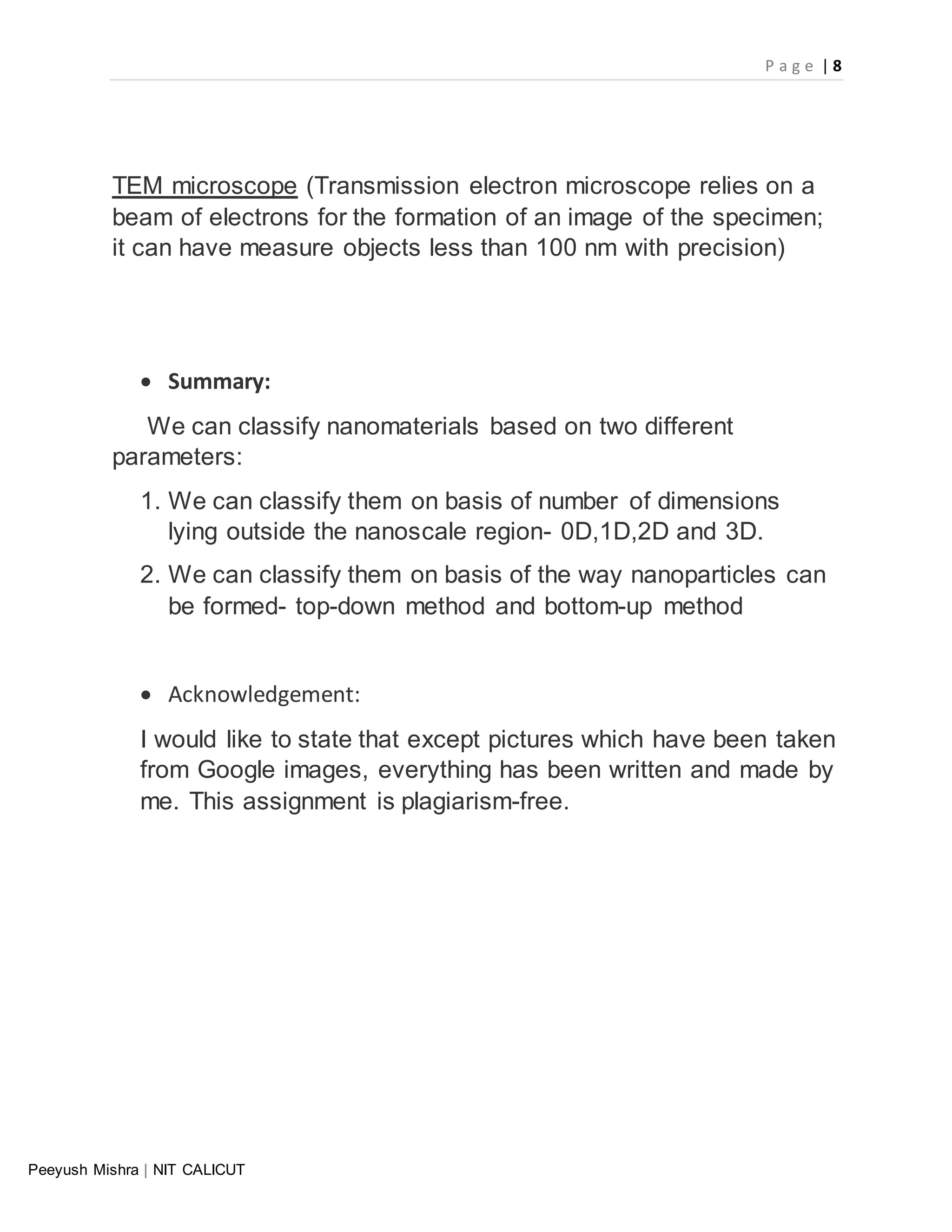 Classification of Nanostructures by Peeyush Mishra | DOC