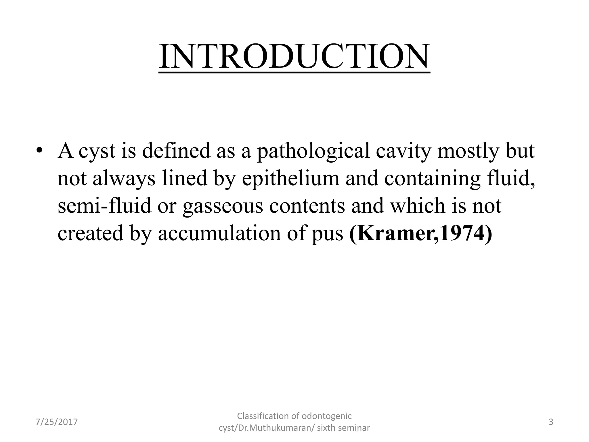Classification of odontogenic cyst | PPTX