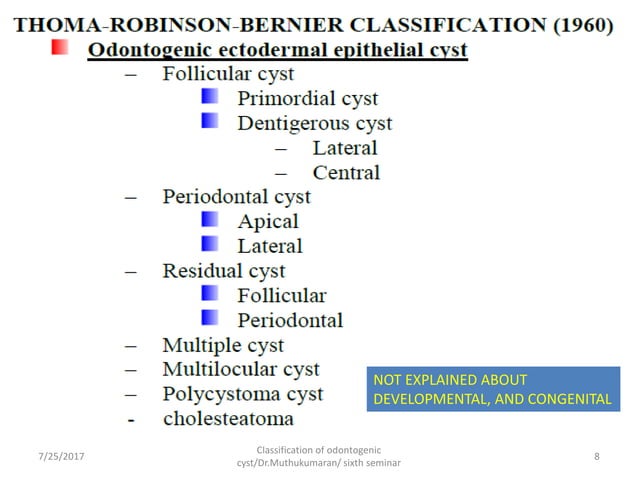 Classification of odontogenic cyst | PPTX | Dental Health | Diseases ...