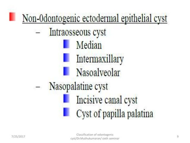 Classification of odontogenic cyst | PPTX | Dental Health | Diseases ...
