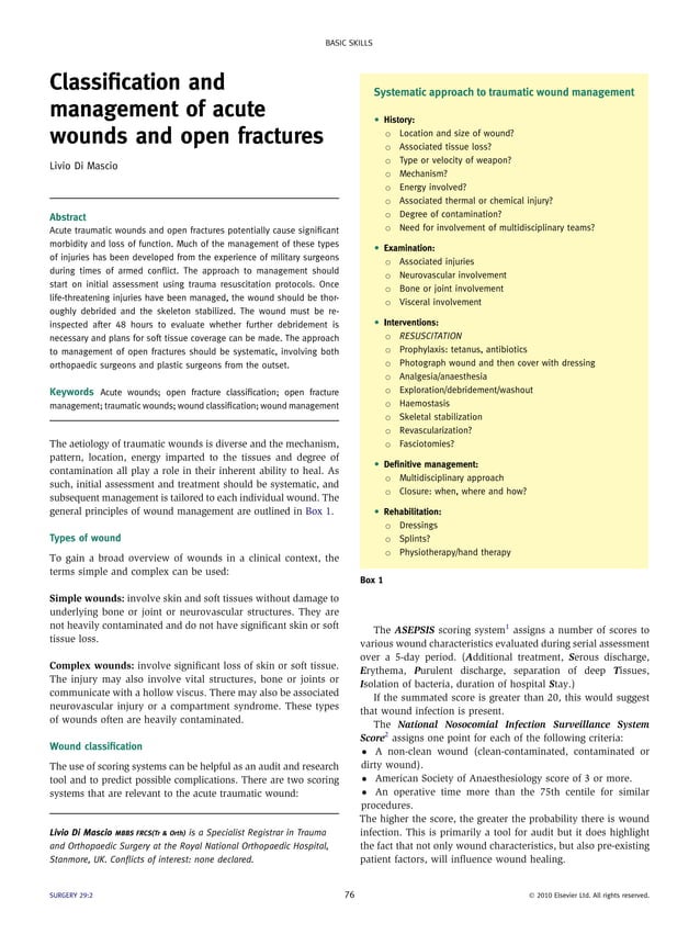 Classification of open fractures | PDF