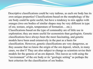 Classification of ore deposits | PPTX
