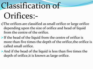 Classification of orifices | PPTX