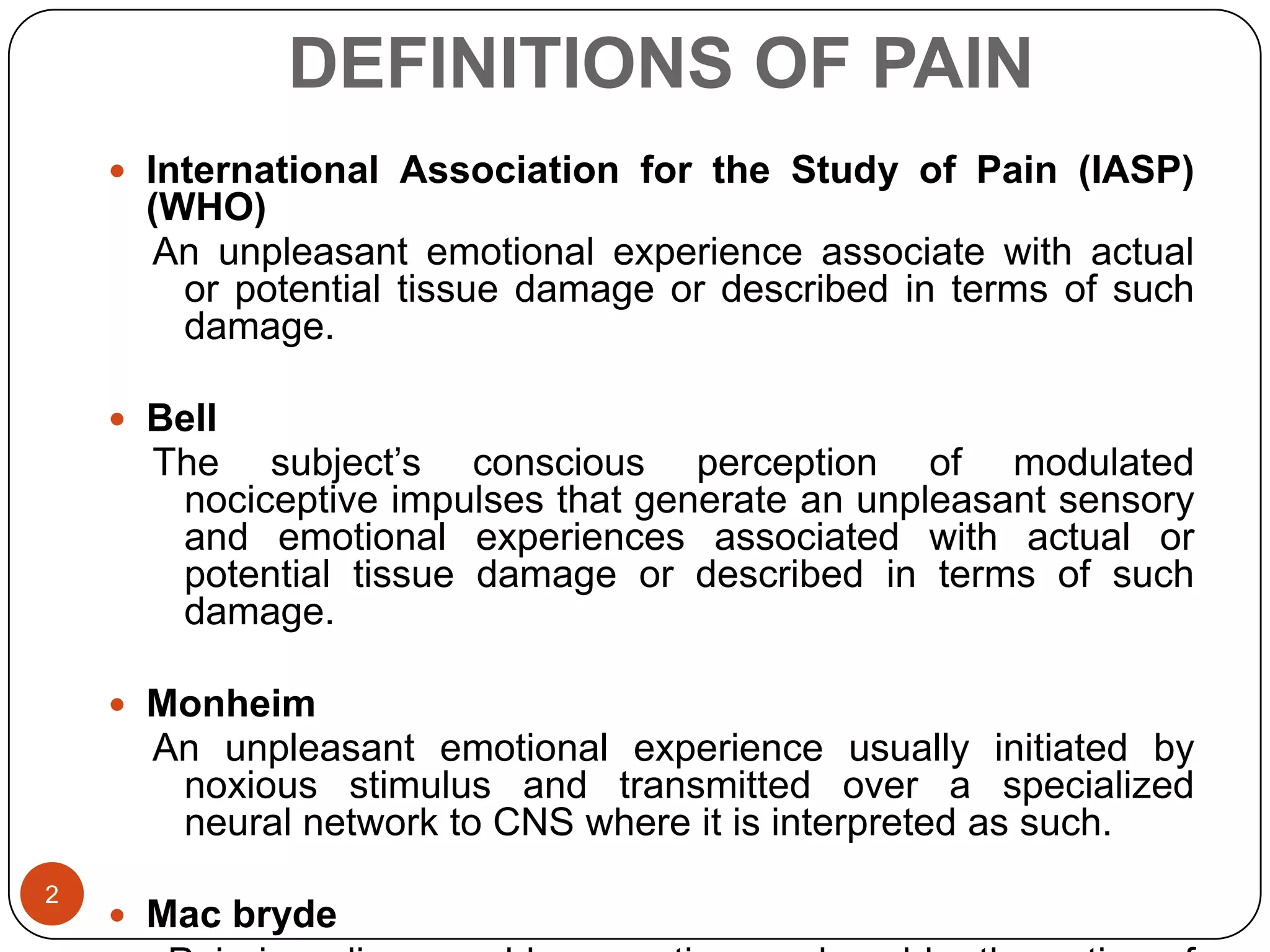 Classification of Pain | PPTX
