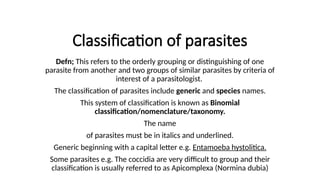 Classification of parasites.pptx health t | PPTX