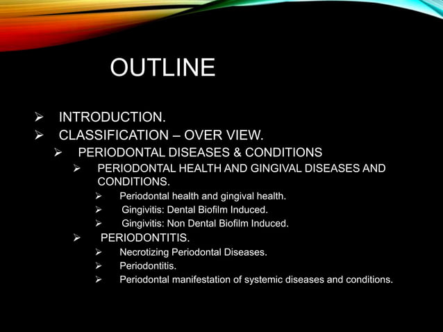Classification of periodontal disease 2017 | PPTX | Dental Health ...