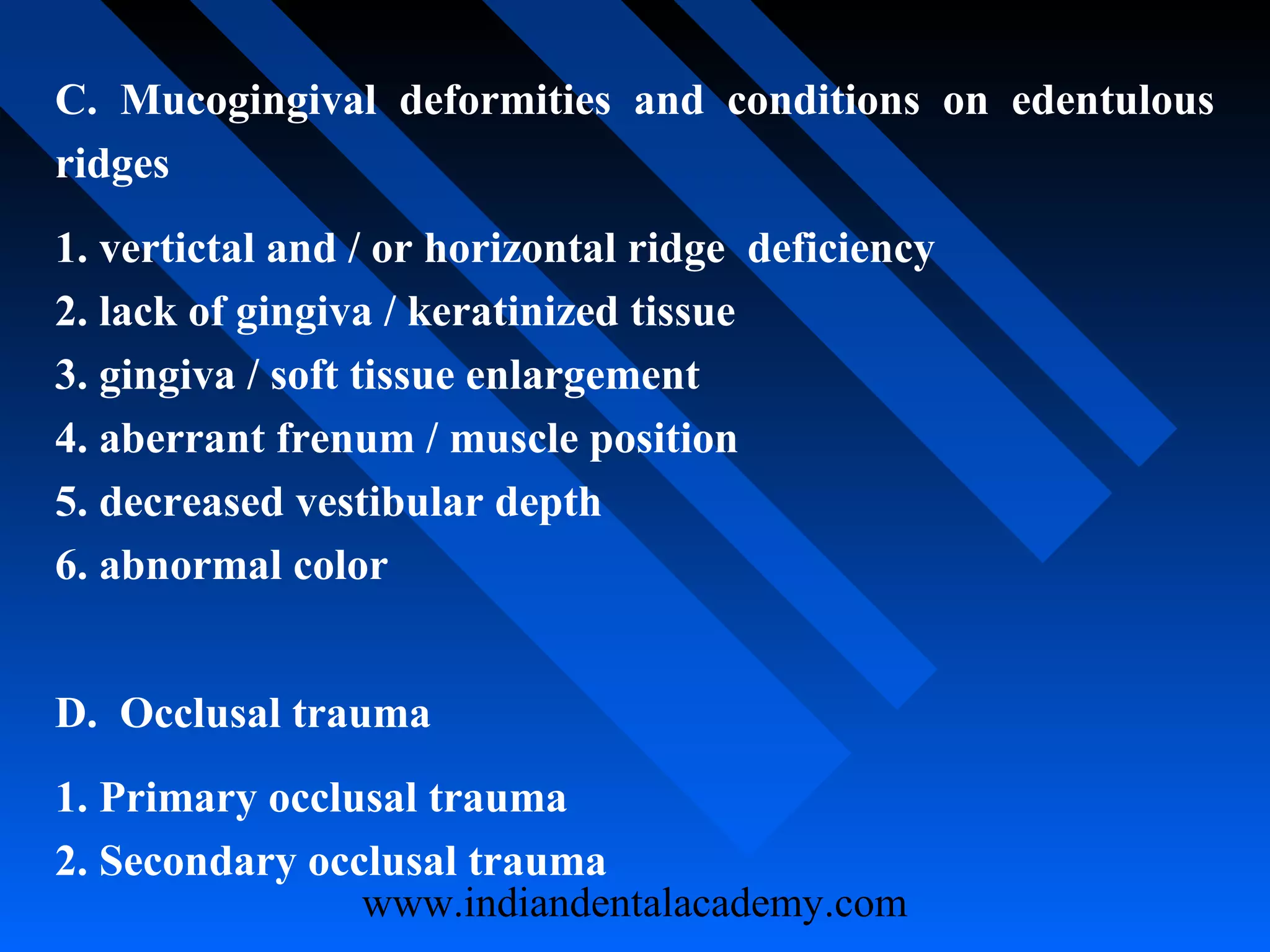 Classification of periodontal diseases /certified fixed orthodontic ...