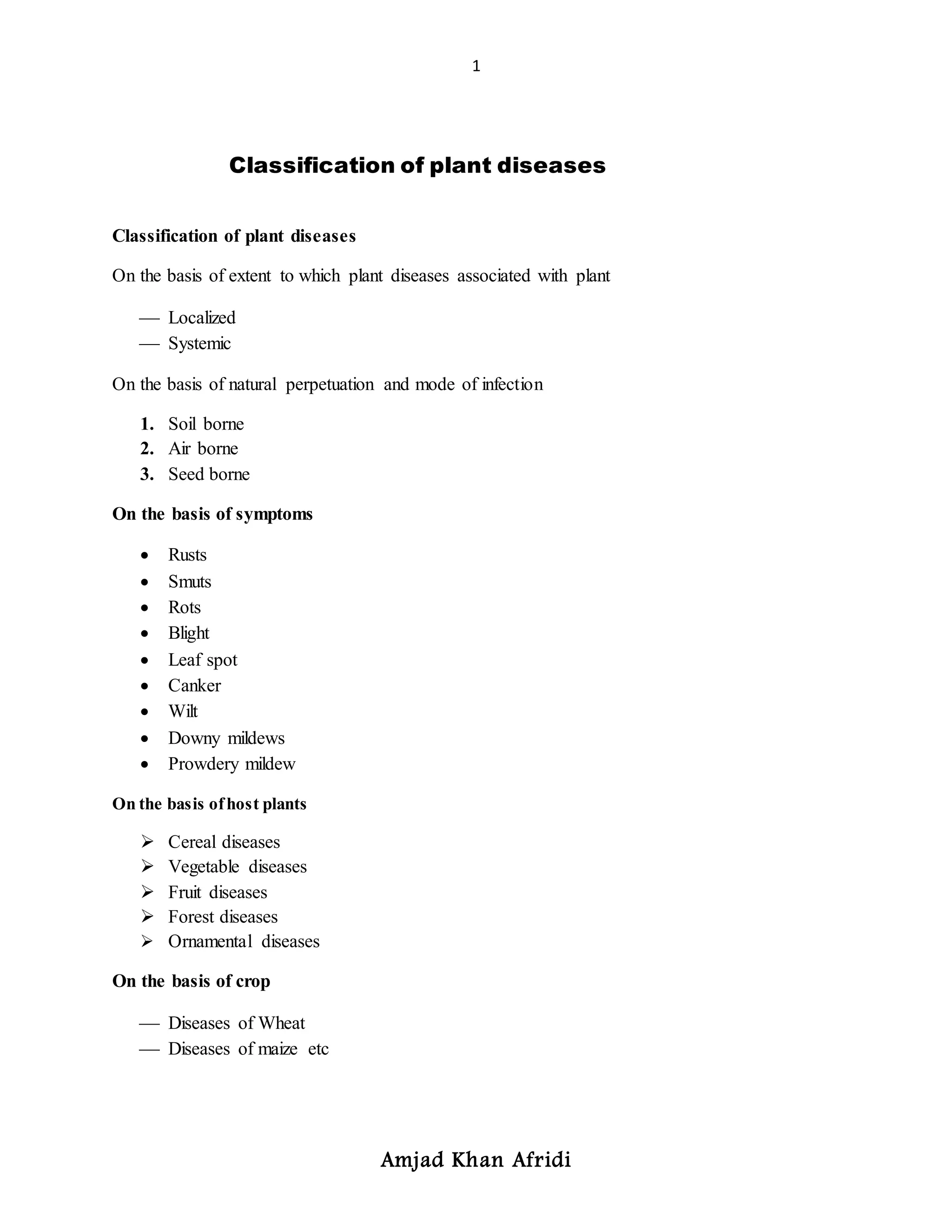 Classification of plant diseases | DOCX
