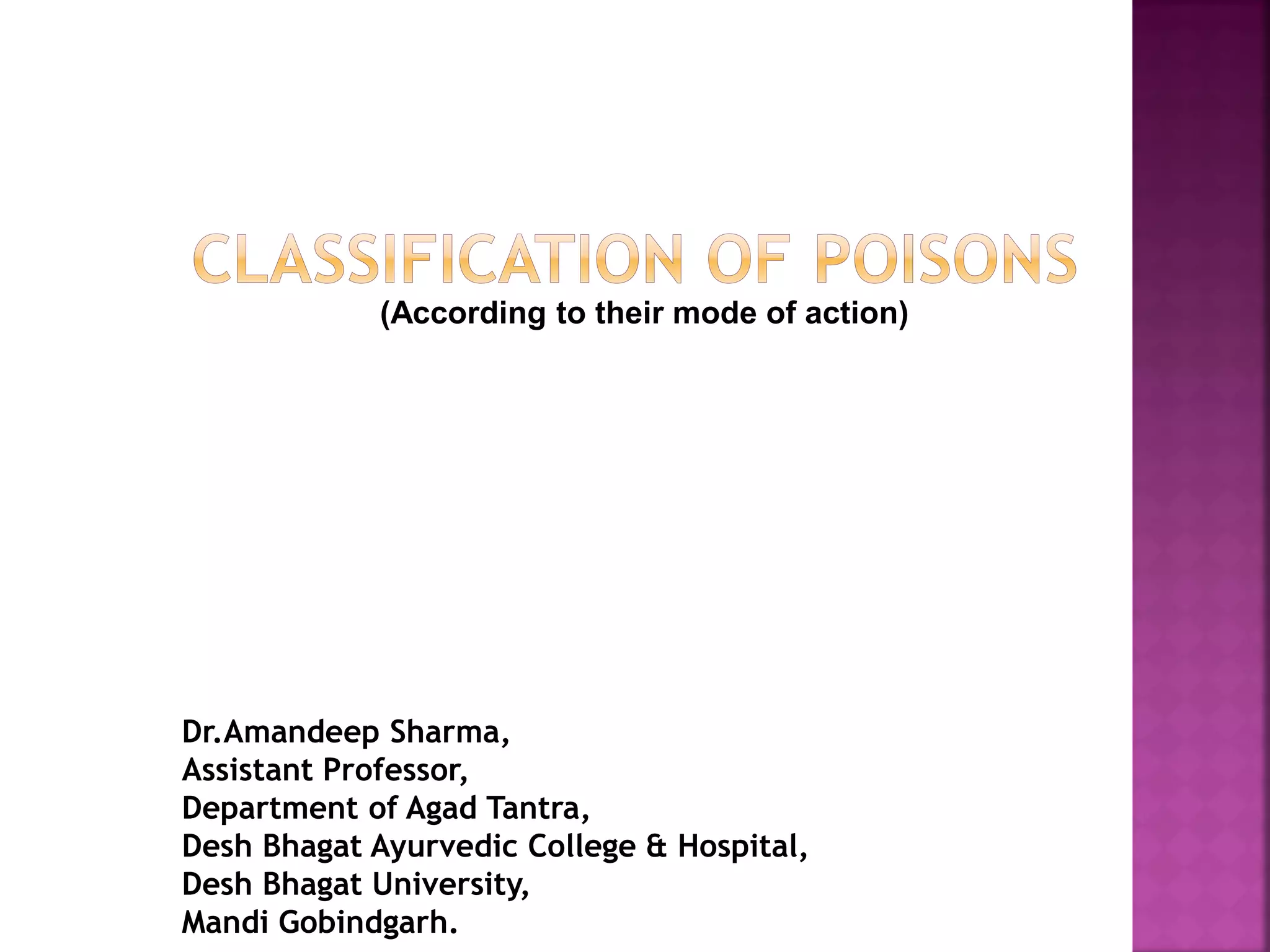 Classification of Poisons | PDF