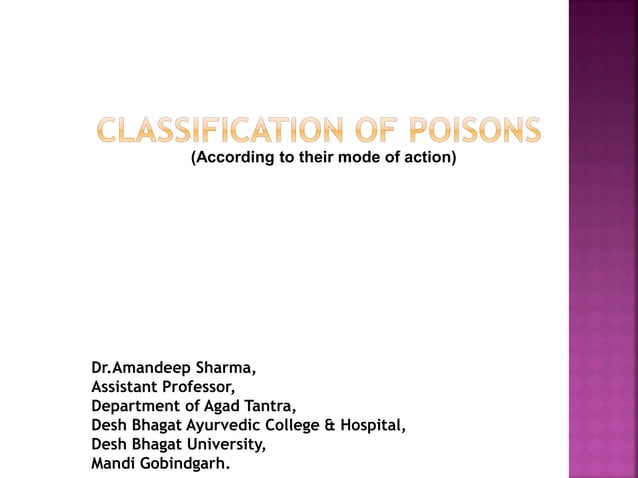 Classification of Poisons | PDF