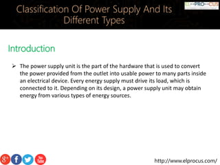 Classification of power supply and its different types | PPTX