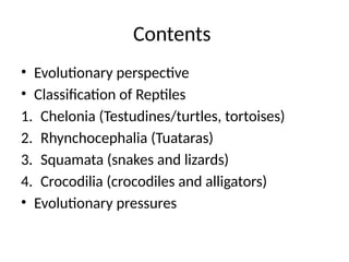 CLASSIFICATION OF REPTILES - Animal Diversity | PPTX