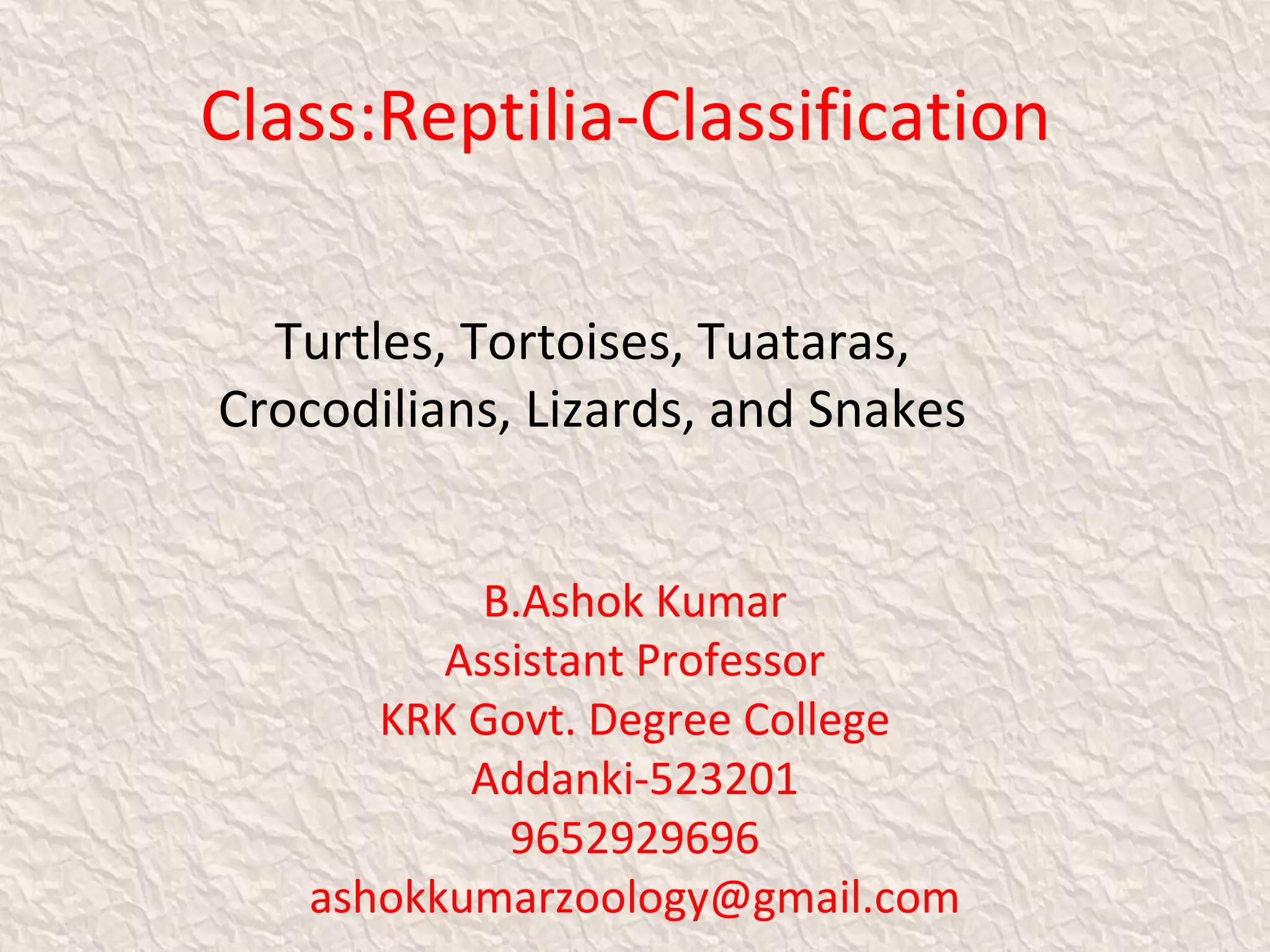 Classification of reptilia | PPT