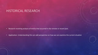 CLASSIFICATION OF RESEARC. Different types on the basis of nature ...