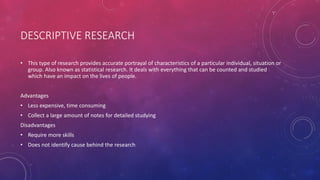 CLASSIFICATION OF RESEARC. Different types on the basis of nature ...