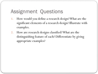 classification of research designs. exploratory design, descriptive ...