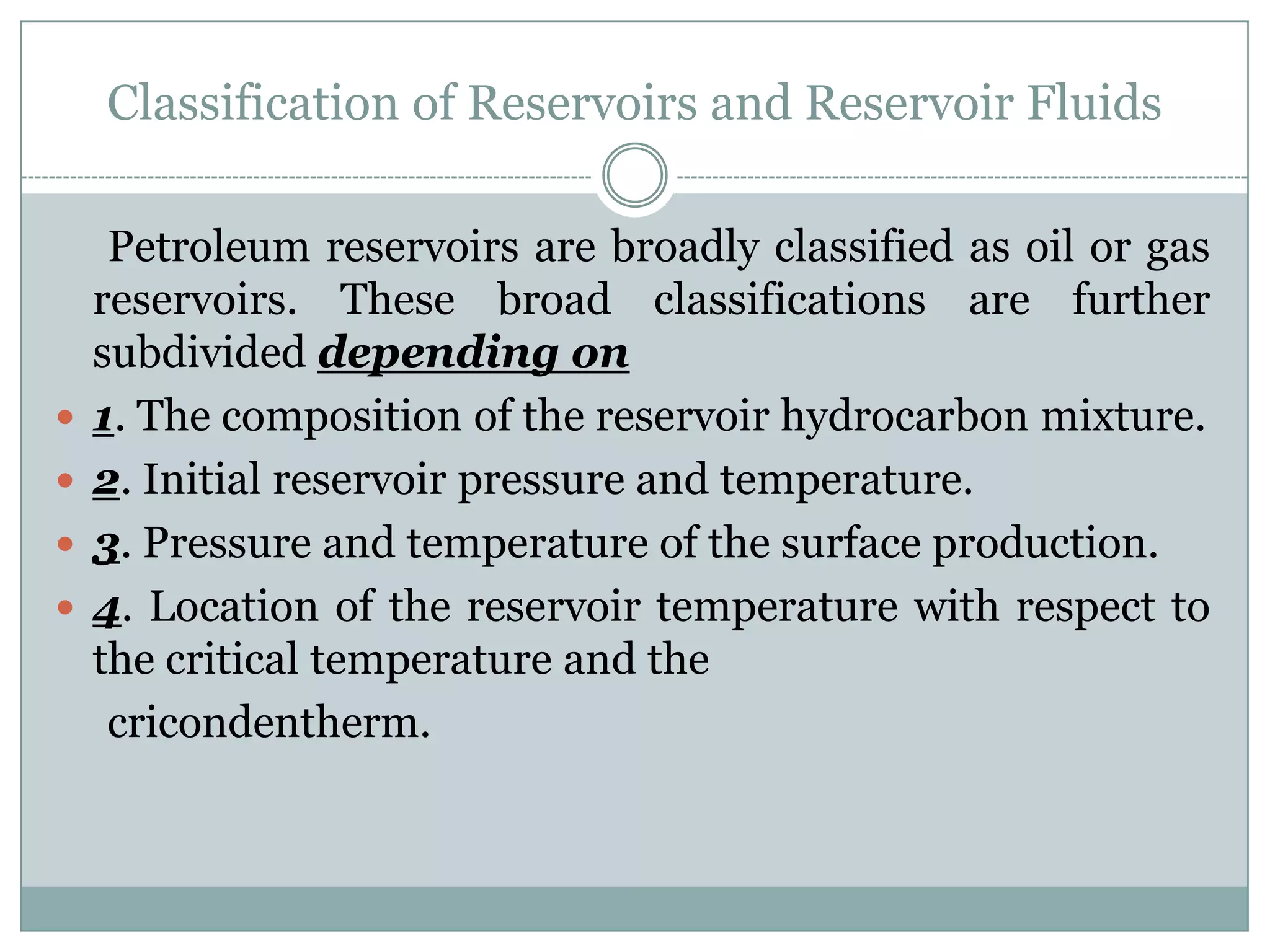 Classification of reservoirs | PPTX