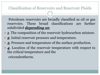 Classification of reservoirs | PPTX