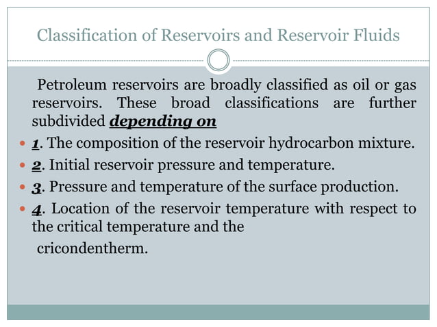 Classification of reservoirs | PPTX