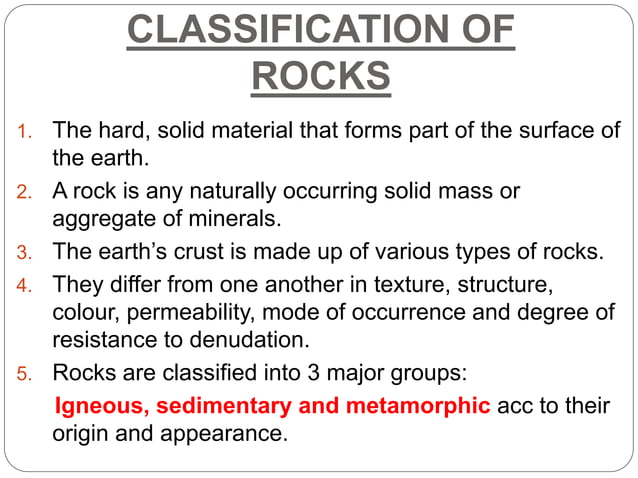 Classification of rocks | PPTX