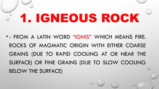 Classification of rocks. earth science pptx | PPTX