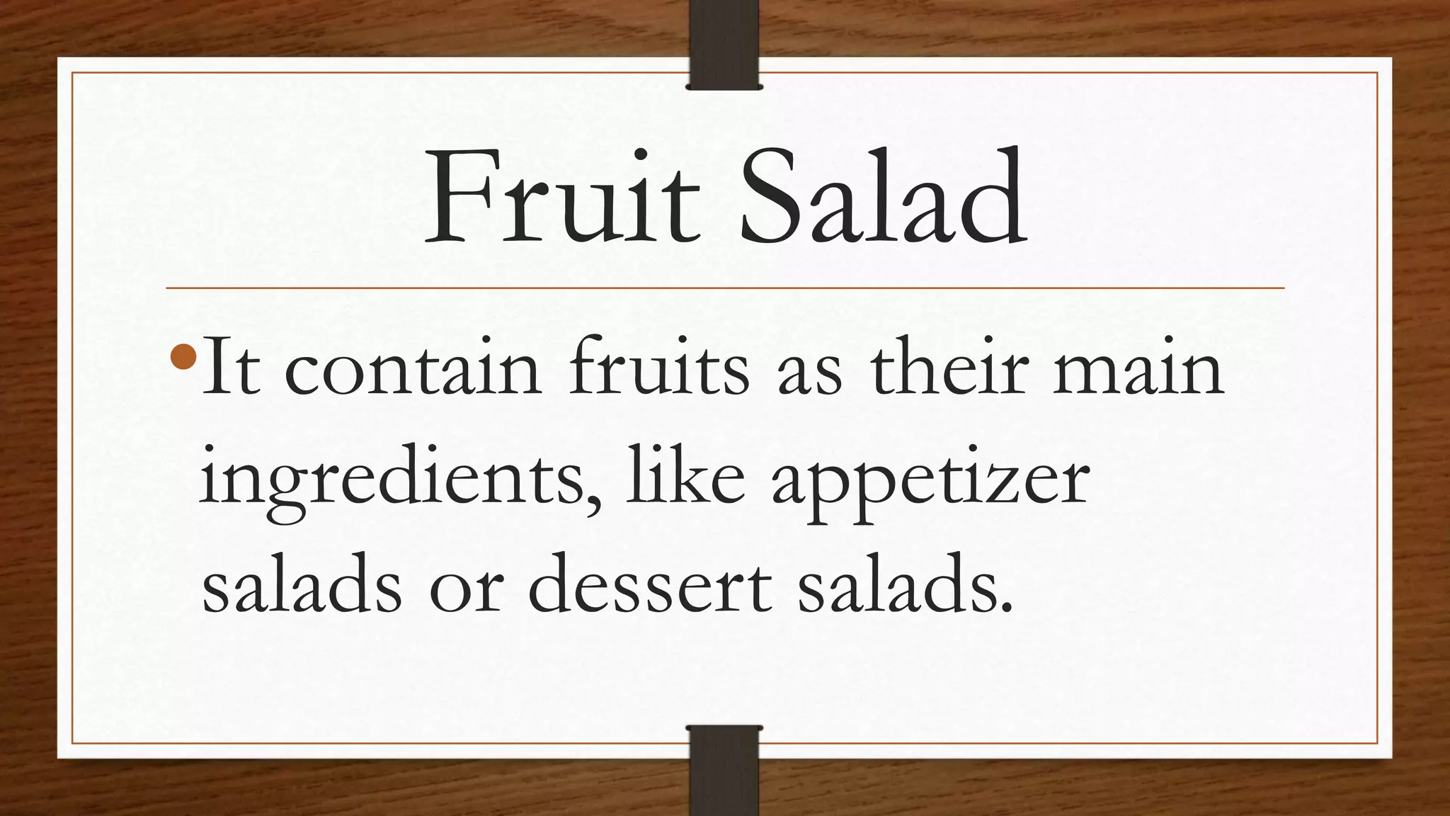 Classification of salad according to ingredients | PPTX