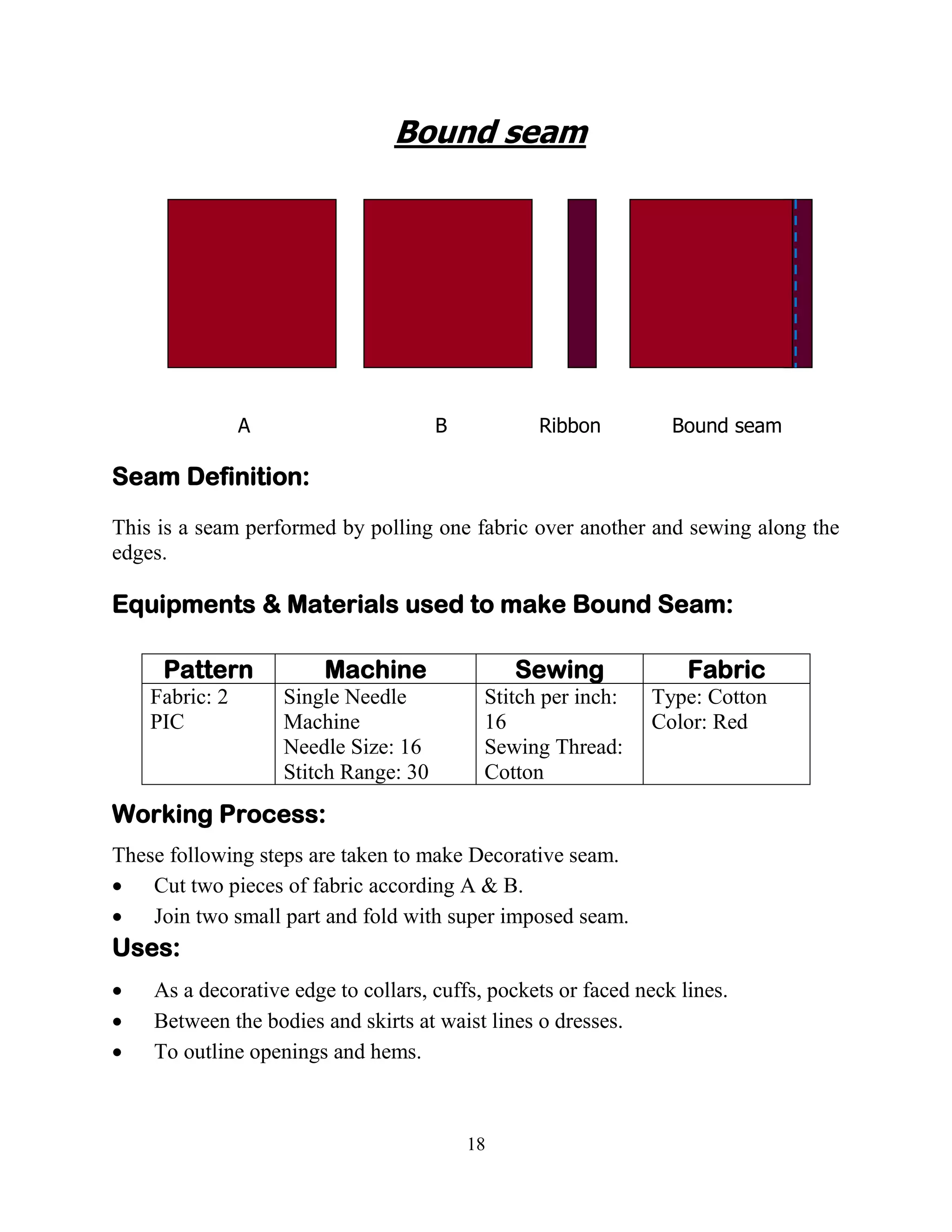 Classification of seam, sewing method and use | PDF