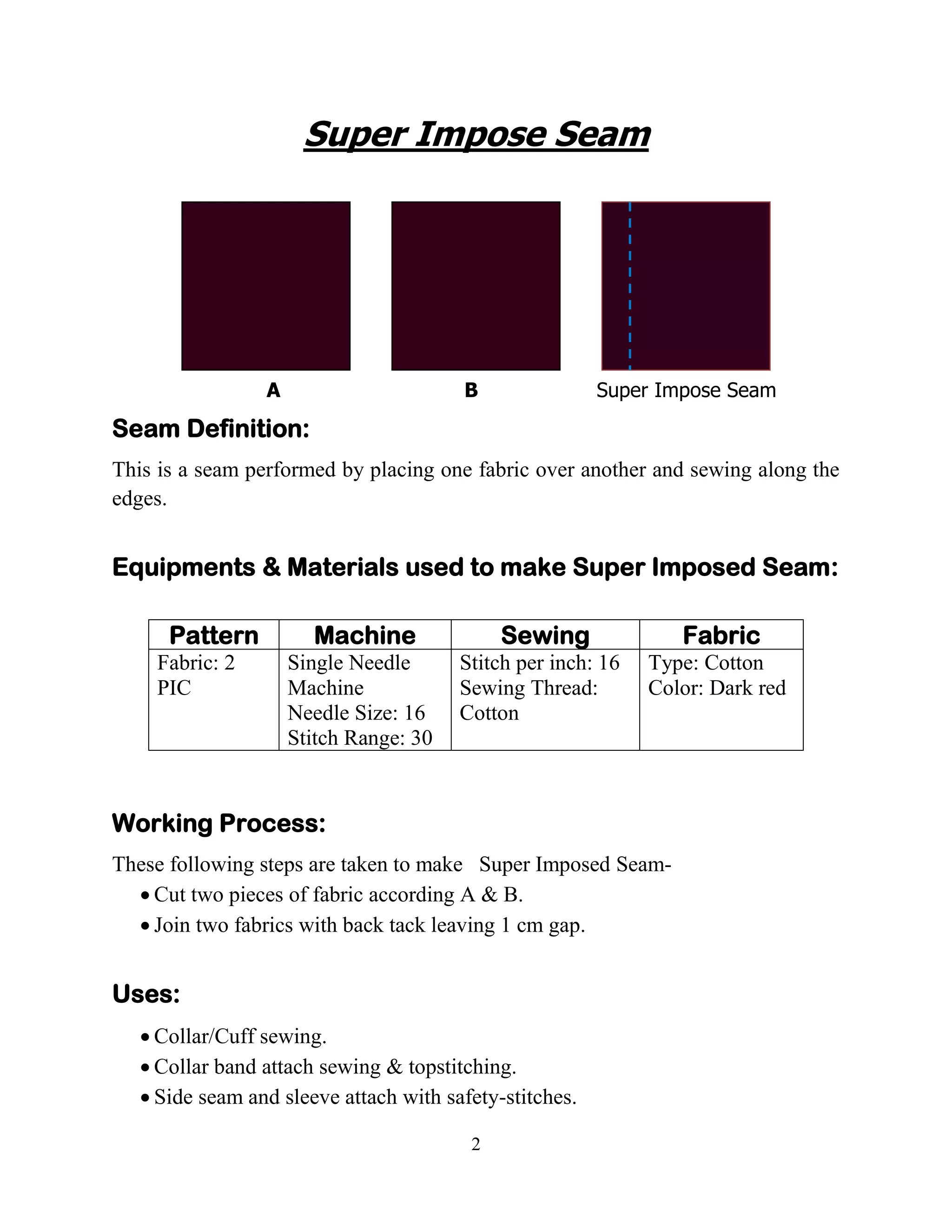 Classification of seam, sewing method and use | PDF
